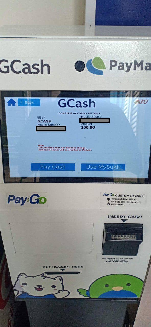 Cashing-in Using TouchPay and Pay&Go Machines